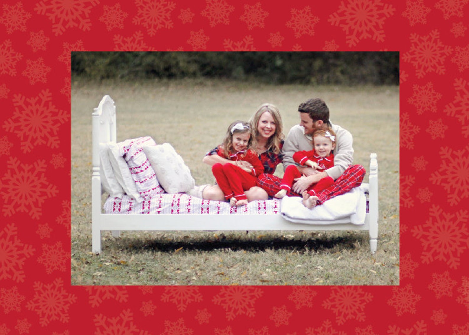 Printable Christmas Card With Photos Snowflakes Classic | Etsy