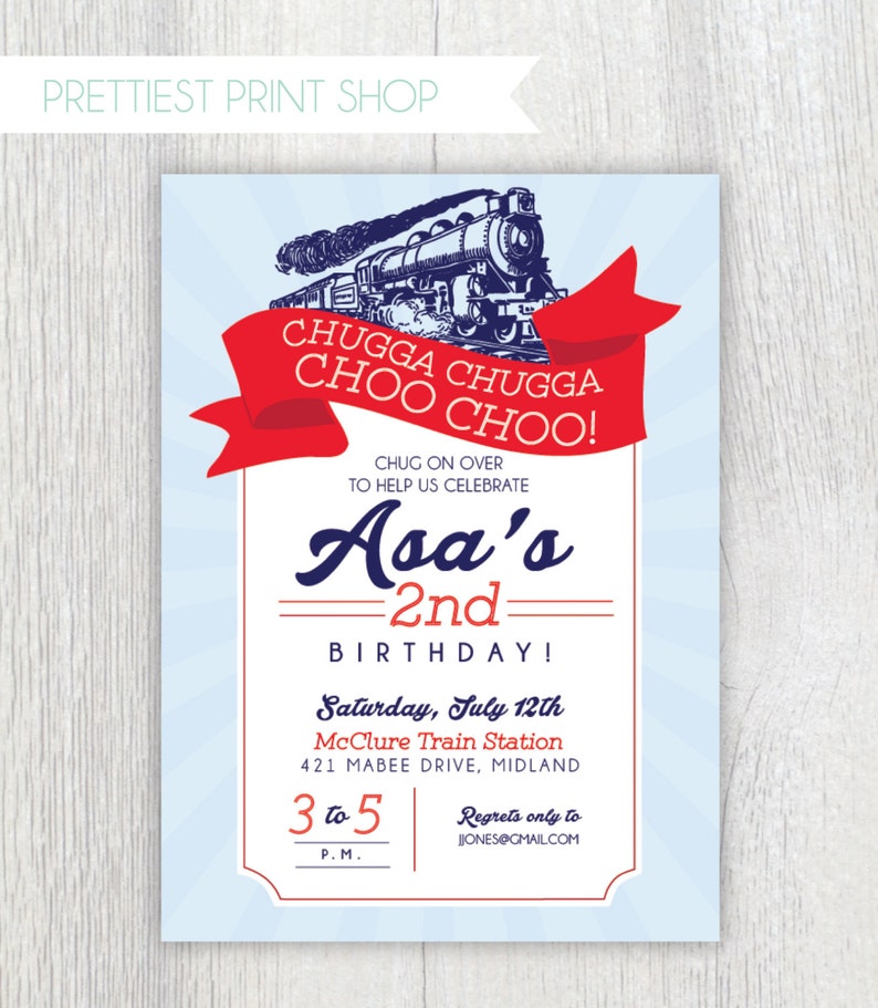 Printable Train Invitation First Birthday Boy Birthday - Etsy