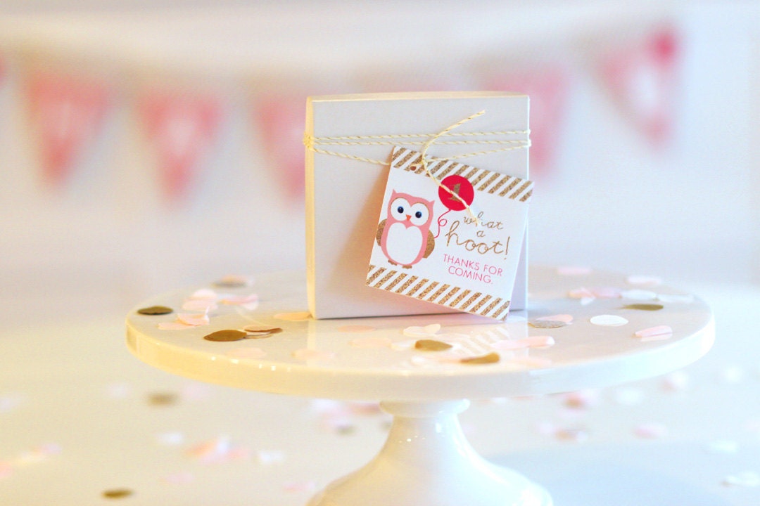 Printable favor tags Thank you tags Owl party Pink and | Etsy