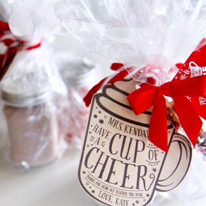 Teacher Christmas Gift Tag Cup of Cheer Coffee Mug Teacher Gift Tag ...