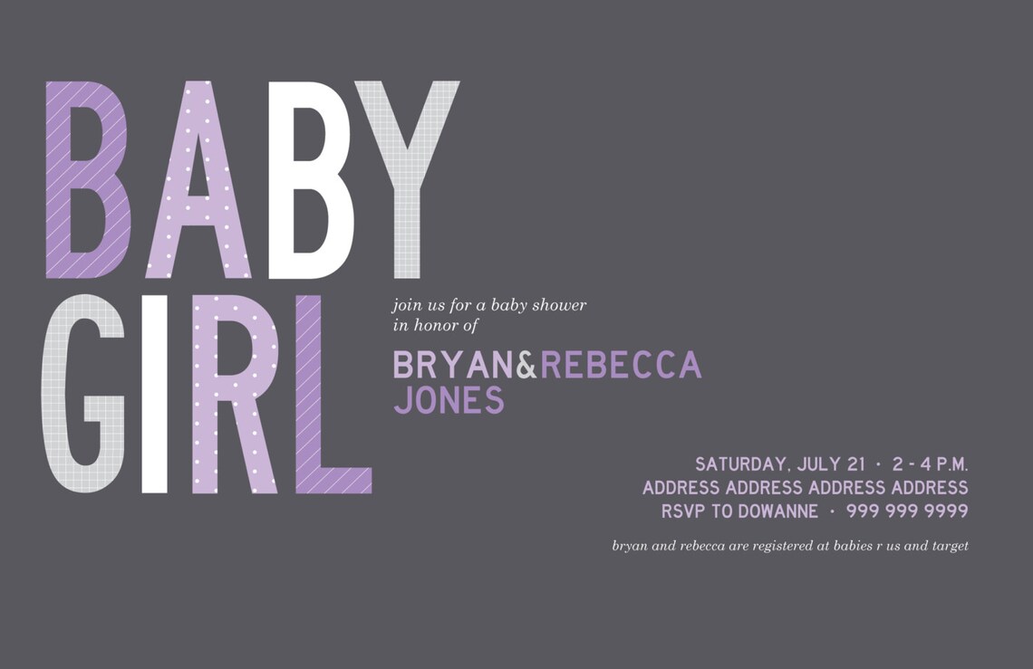 Printable Invitation Baby Girl Shower Chevron Polka Dot - Etsy