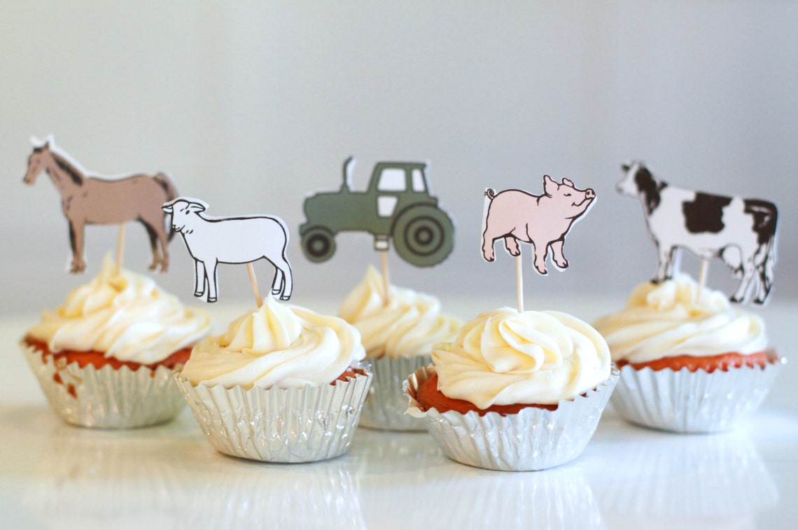Printable Cupcake Toppers Farm Animals Party Tractor Party - Etsy