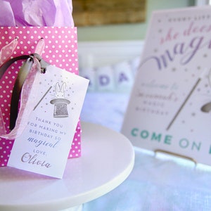 Magic Party Favor Tags Silver Glitter Pastels Magic Show Birthday Party ...