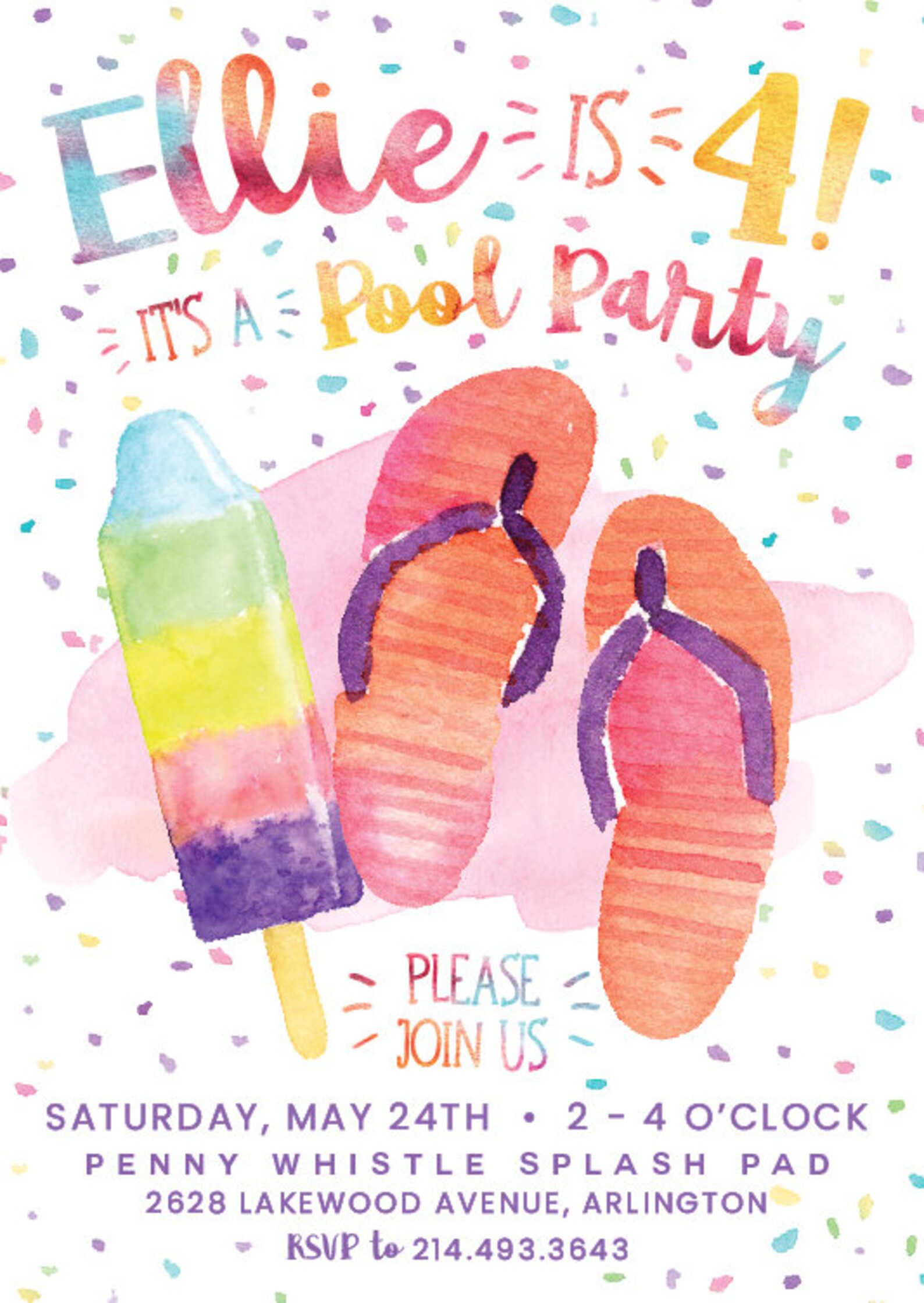 Printable Popsicle and Flip Flops birthday invitation Summer | Etsy