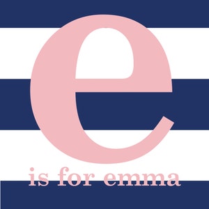 Printable Nursery Art Preppy Striped Initial and Name Baby Boy or Girl ...