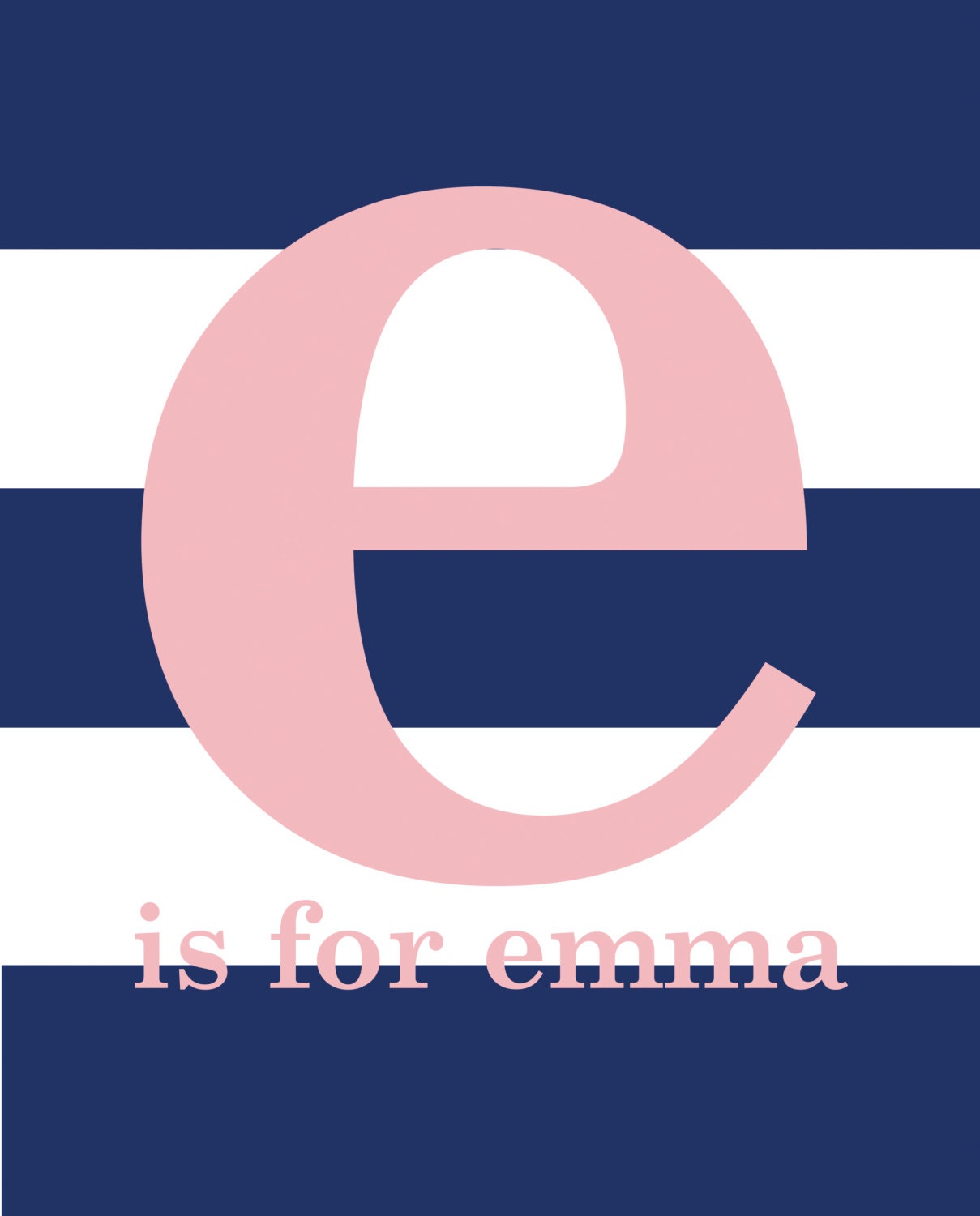 Printable Nursery Art Preppy Striped Initial and Name Baby | Etsy