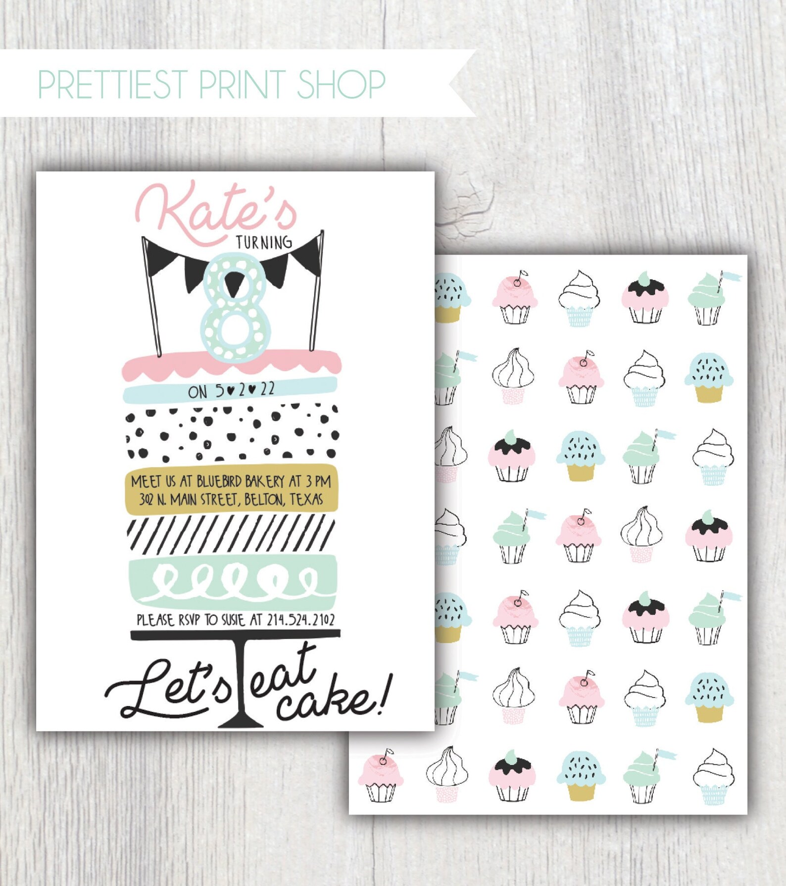 Printable Cake Birthday Invitation Baking Party Cake | Etsy