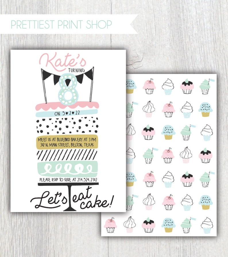 Printable Cake Birthday Invitation Baking Party Cake | Etsy