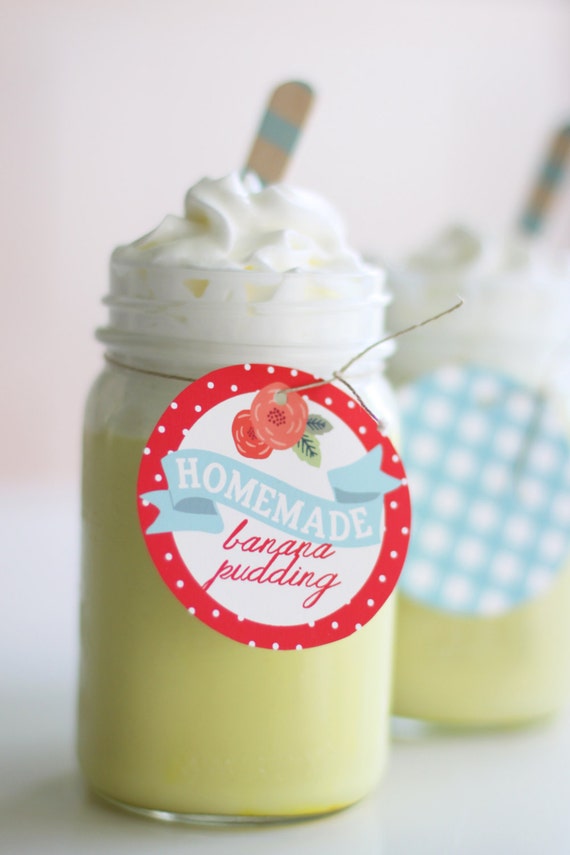 Printable Picnic Party food labels - Floral - Cabbage roses - Gingham ...