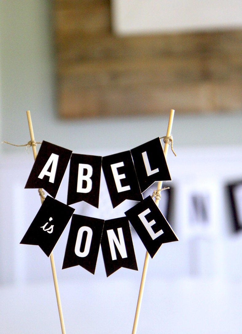 Printable Monochrome Cake Topper Pennant Banner - Etsy UK