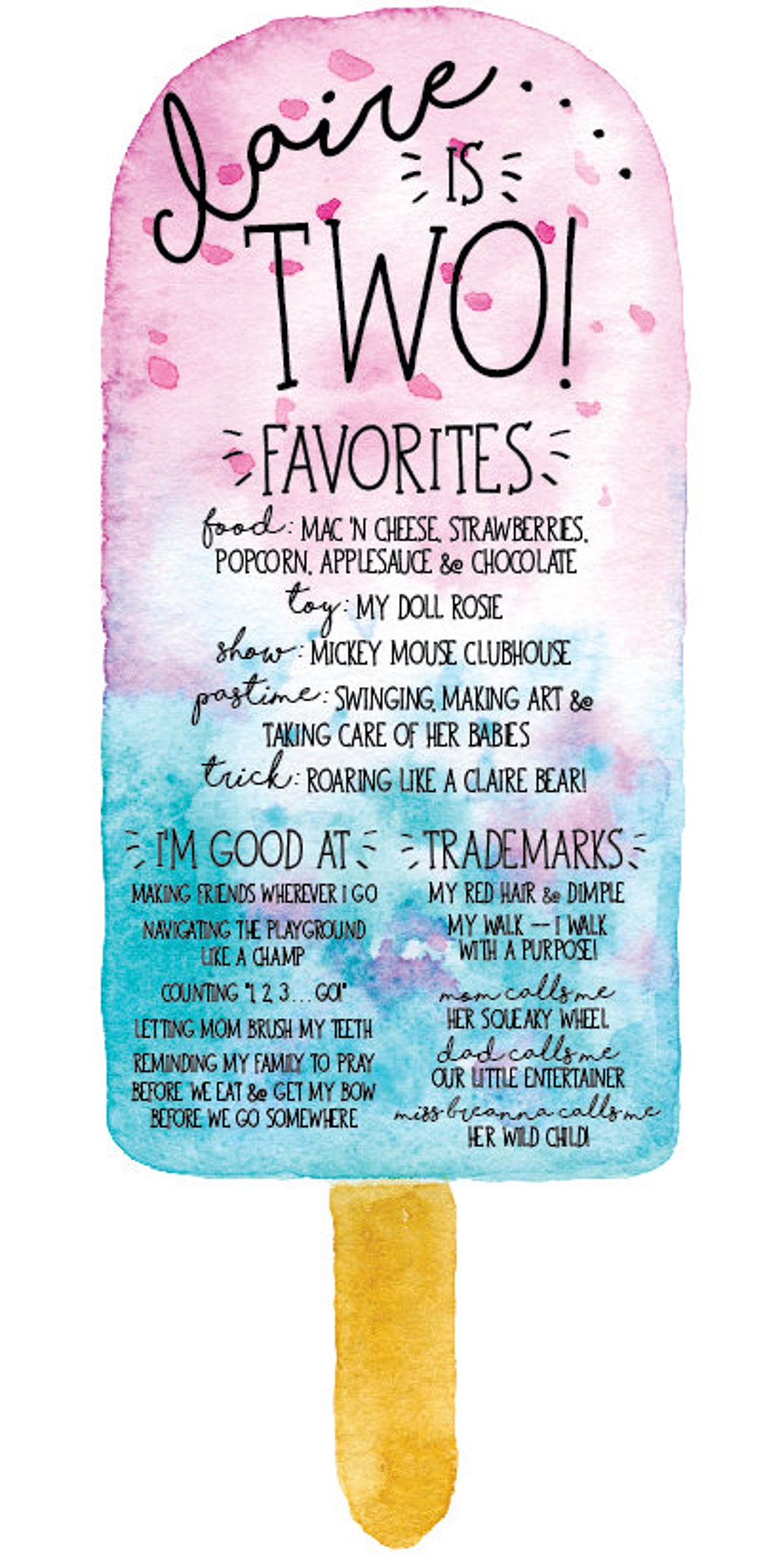 Birthday Facts Poster Popsicle Party Popsicle Milestone - Etsy