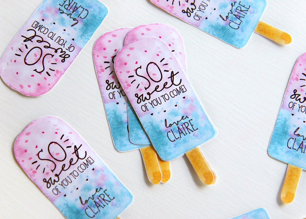 Popsicle favor tags Thank you tags Two cool Ice cream | Etsy