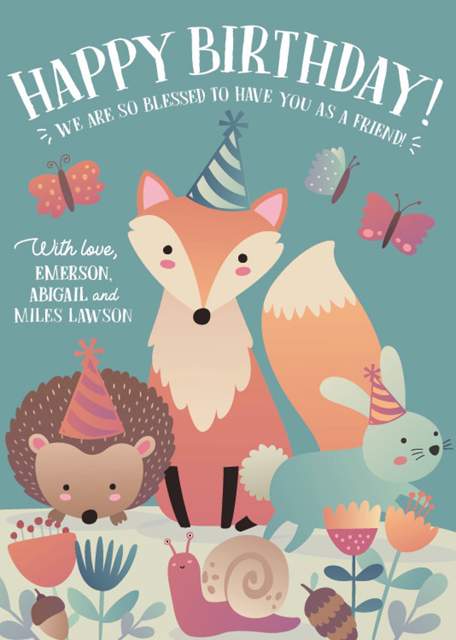 Printable Woodland Animals Birthday Greeting Card - Etsy