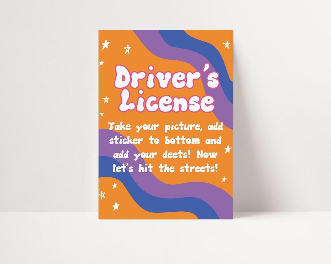INSTANT DOWNLOAD Driver's License Station Party Sign Threenager ...