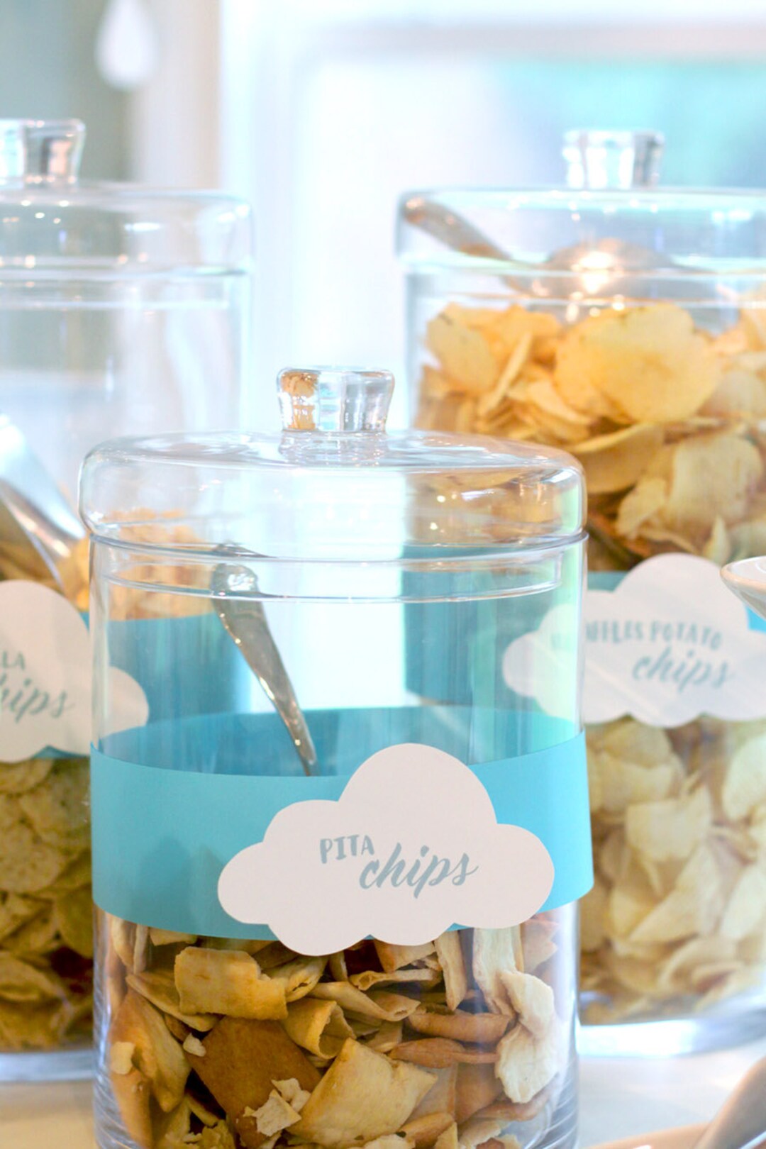 Printable Large Cloud Food Labels Showered With Love Baby Shower ...
