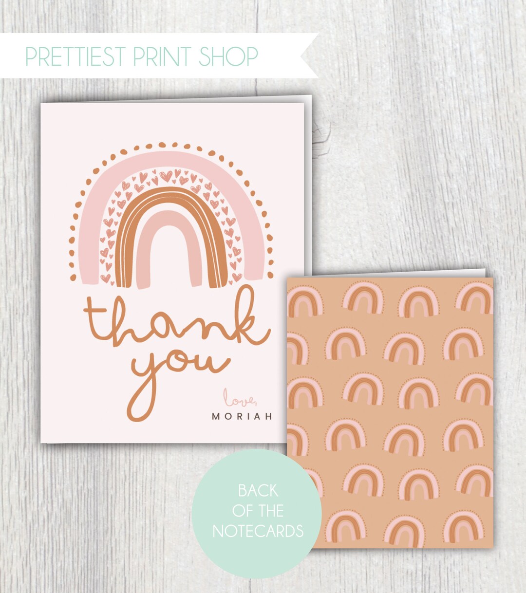 Boho Rainbow Thank You Cards Neutral Rainbow Over the Rainbow Modern ...