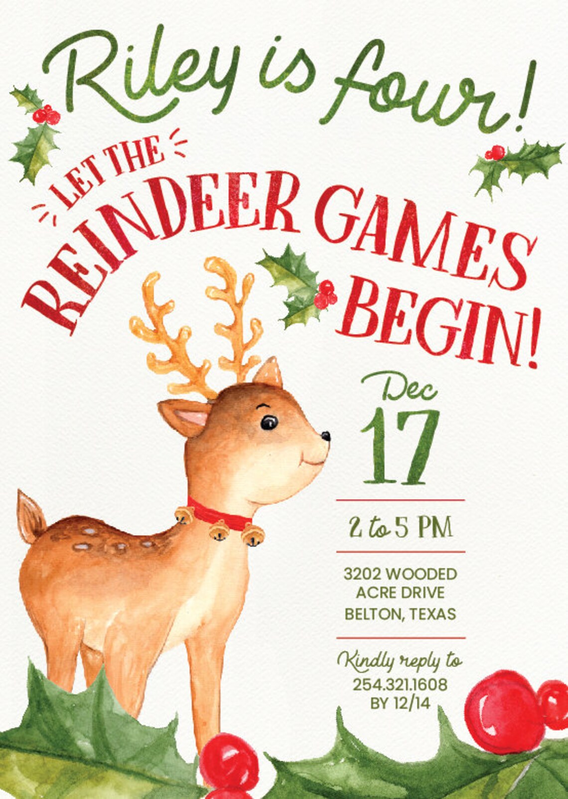 Printable Reindeer Games Birthday Invitation Christmas | Etsy