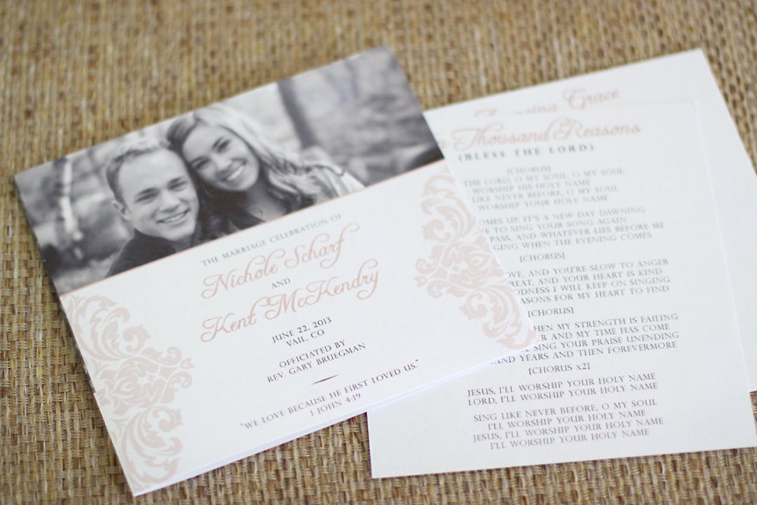 Printable Wedding Program Square Fleur De Lis Elegant With Picture ...