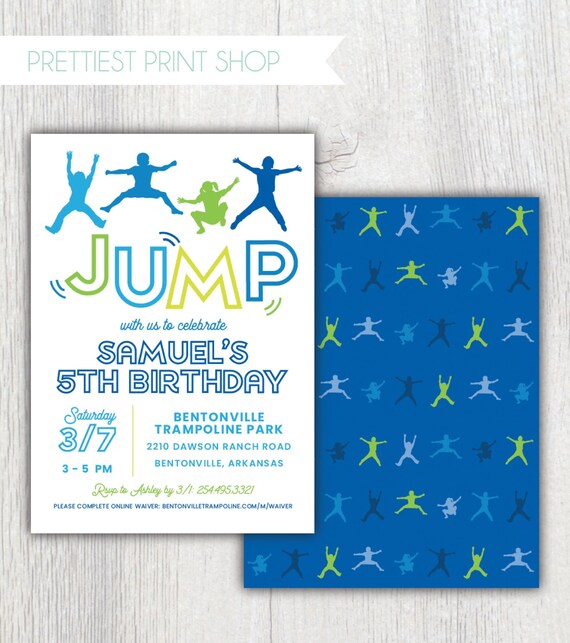 Printable Jump birthday invitation - Trampoline park party - Bounce ...