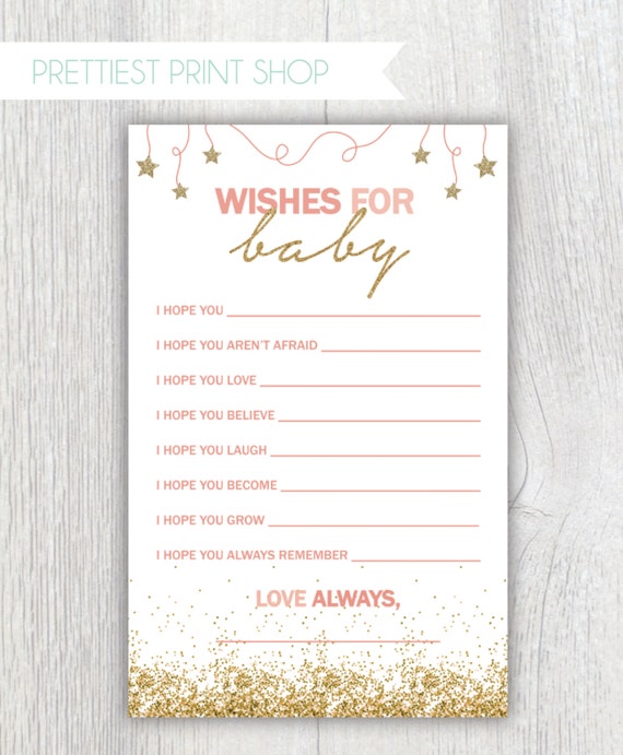 Printable gold glitter wishes for baby sheet - Pink and gold party ...