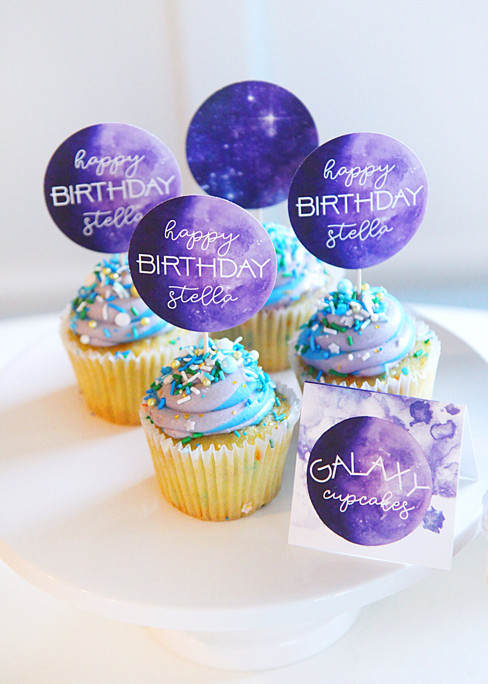 Galaxy Birthday Cupcake Toppers Two the Moon Party Decor - Etsy