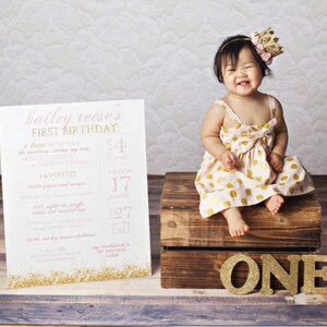 Birthday Facts Poster Pink and Gold Party Princess Party Gold Glitter ...