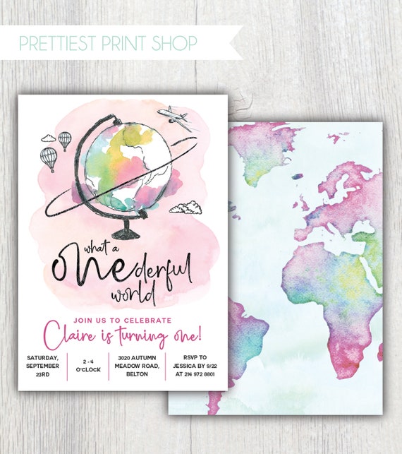 ONEderful birthday invitation - What a ONEderful world party - Globe ... ONEderful birthday invitation - What a ONEderful world party - Globe ...