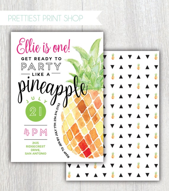 Printable pineapple invitation - Party like a pineapple - Summer party ...