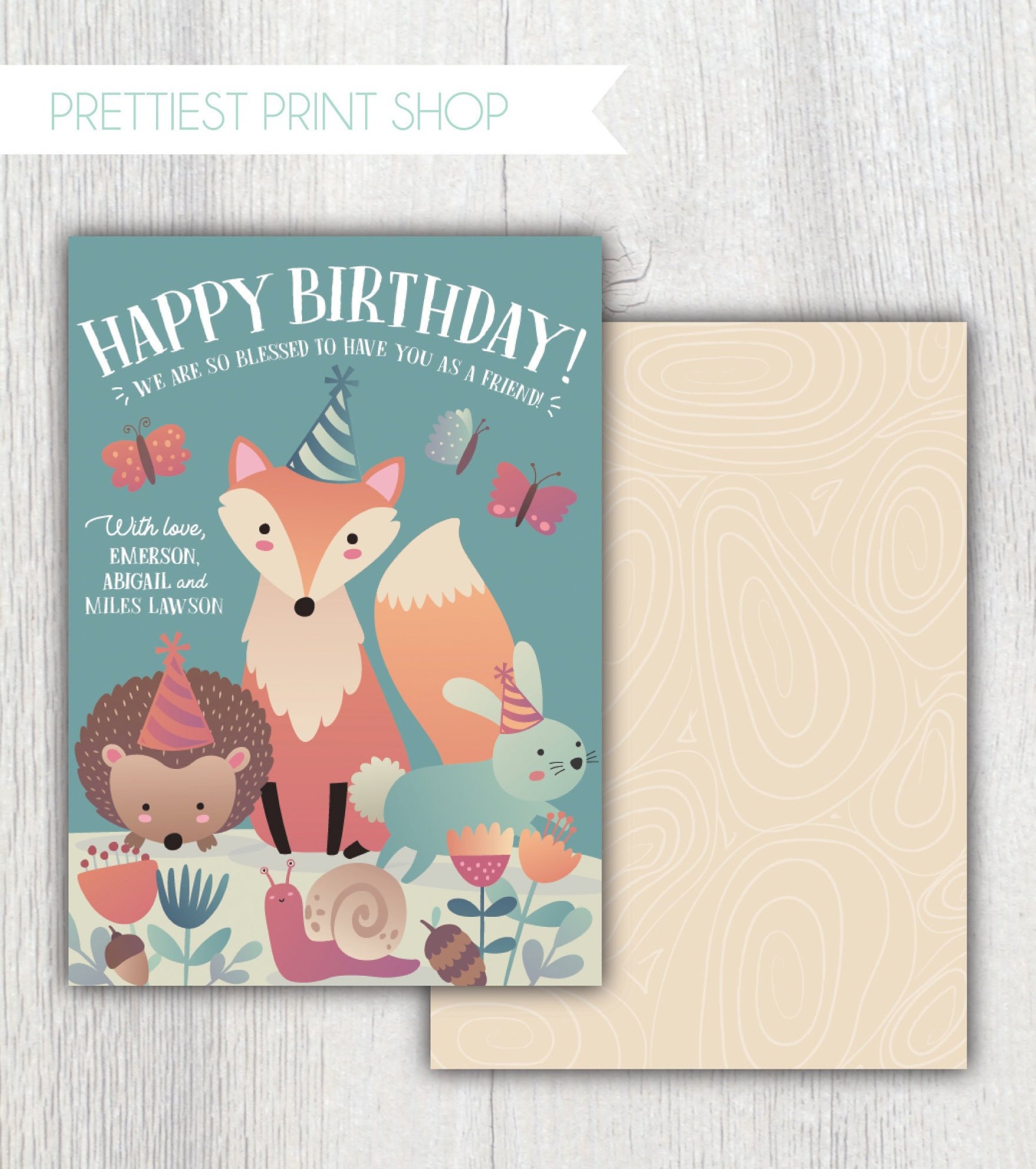 Printable Woodland Animals Birthday Greeting Card - Etsy