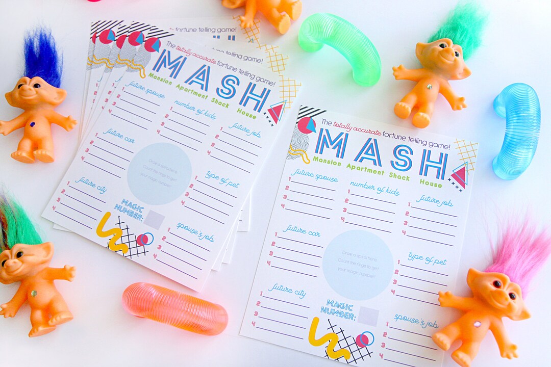 Instant Download MASH Game 90s Birthday 80s Retro Icebreaker Party Game ...