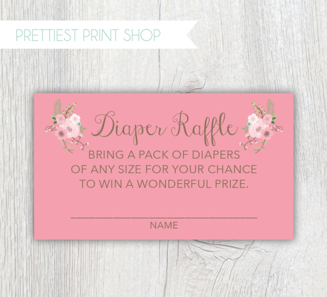 Printable Diaper Raffle Ticket Invitation Enclosure Floral and Lace ...