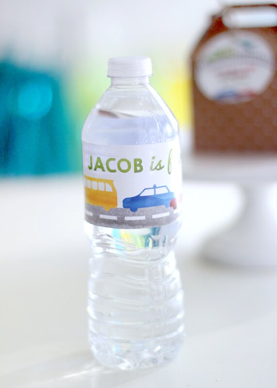 Transportation party water bottle labels - Planes, trains and ...