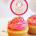Printable Cupcake Toppers Party Circles Owl Party Pink and Gold Glitter ...
