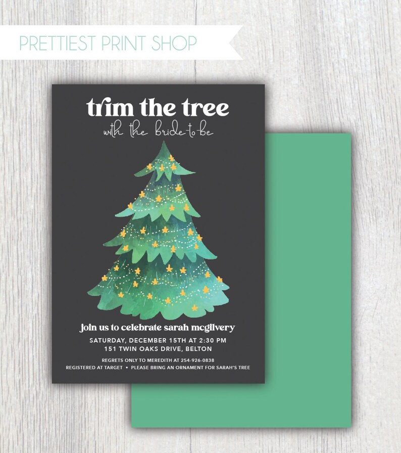 Christmas Bridal Shower Invitation Trim the Tree With the - Etsy