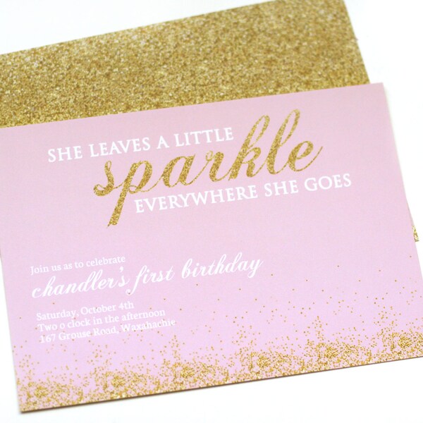 Pink Sparkle Invite - Etsy
