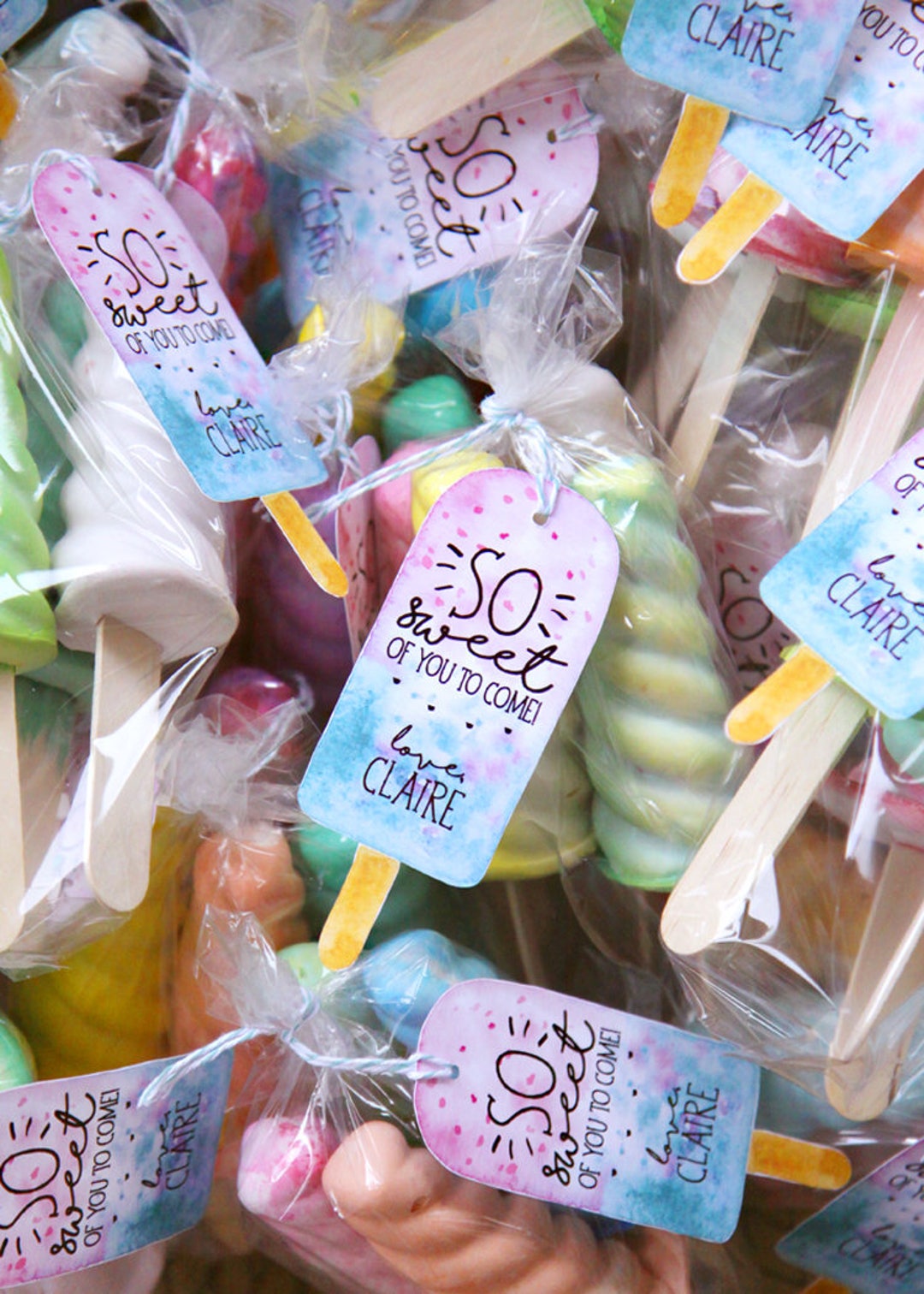 Popsicle Favor Tags Thank You Tags Two Cool Ice Cream Birthday Party ...