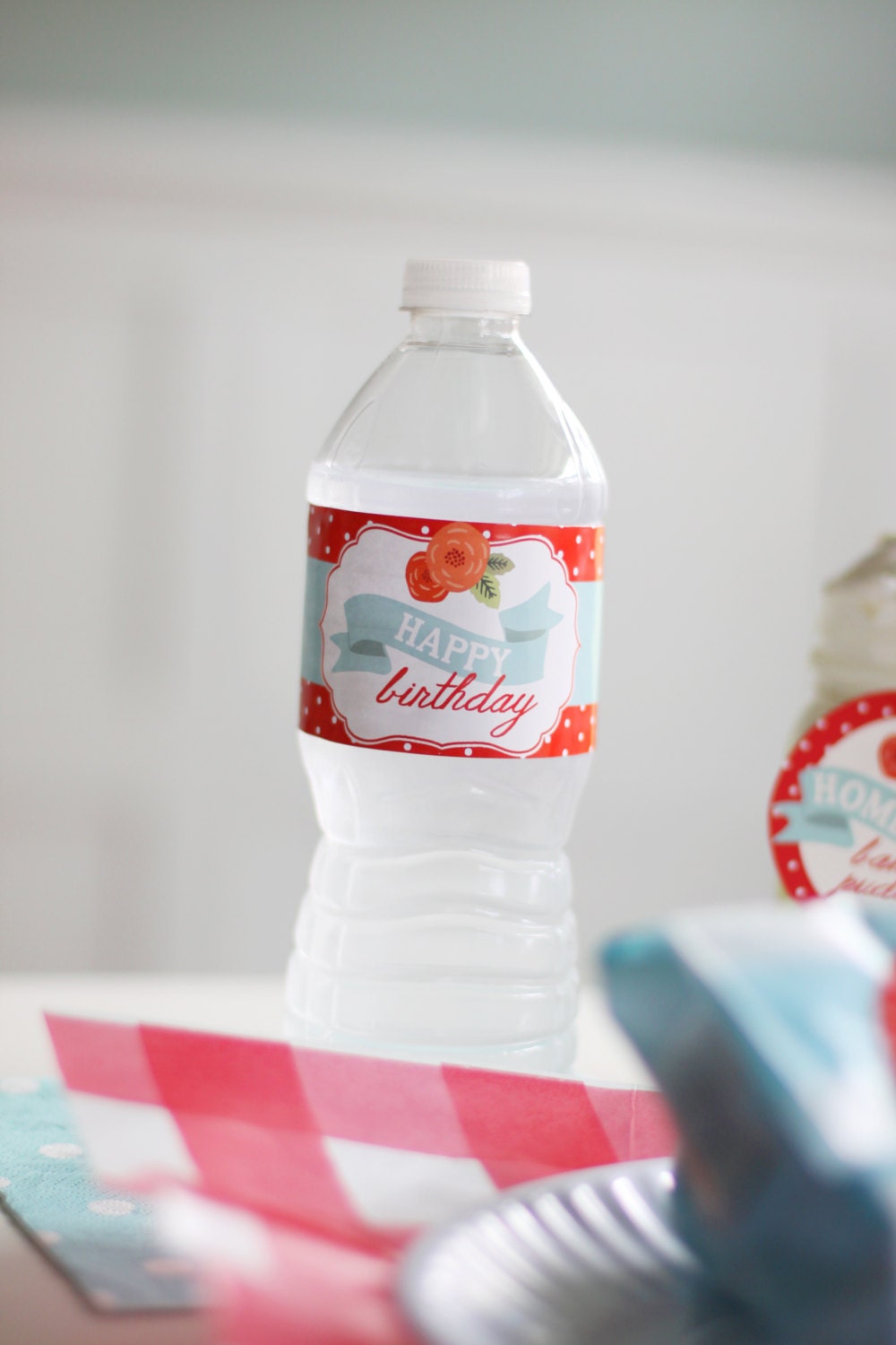 Printable Picnic Party Water Bottle Labels Floral Cabbage | Etsy