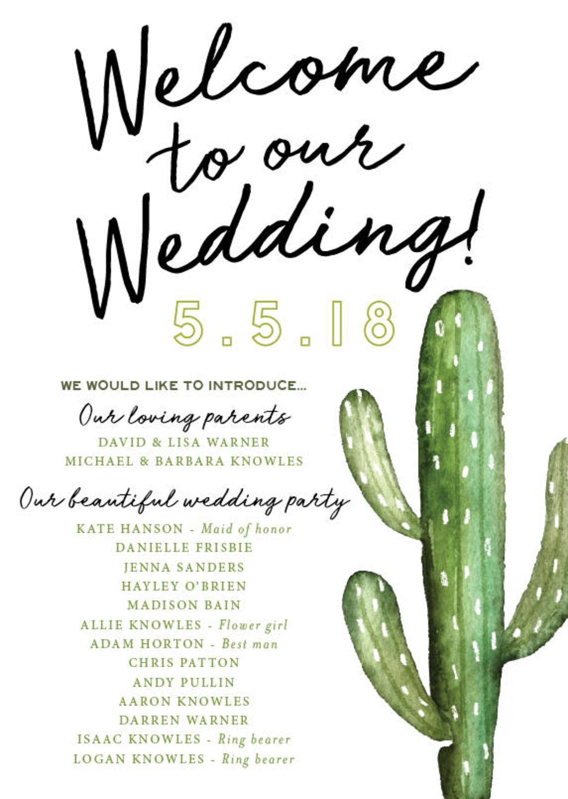 Printable Cactus Wedding Program Serape and Cactus Taco | Etsy