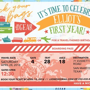 Printable Travel Birthday Invitation Boarding Pass Planes, Trains ...
