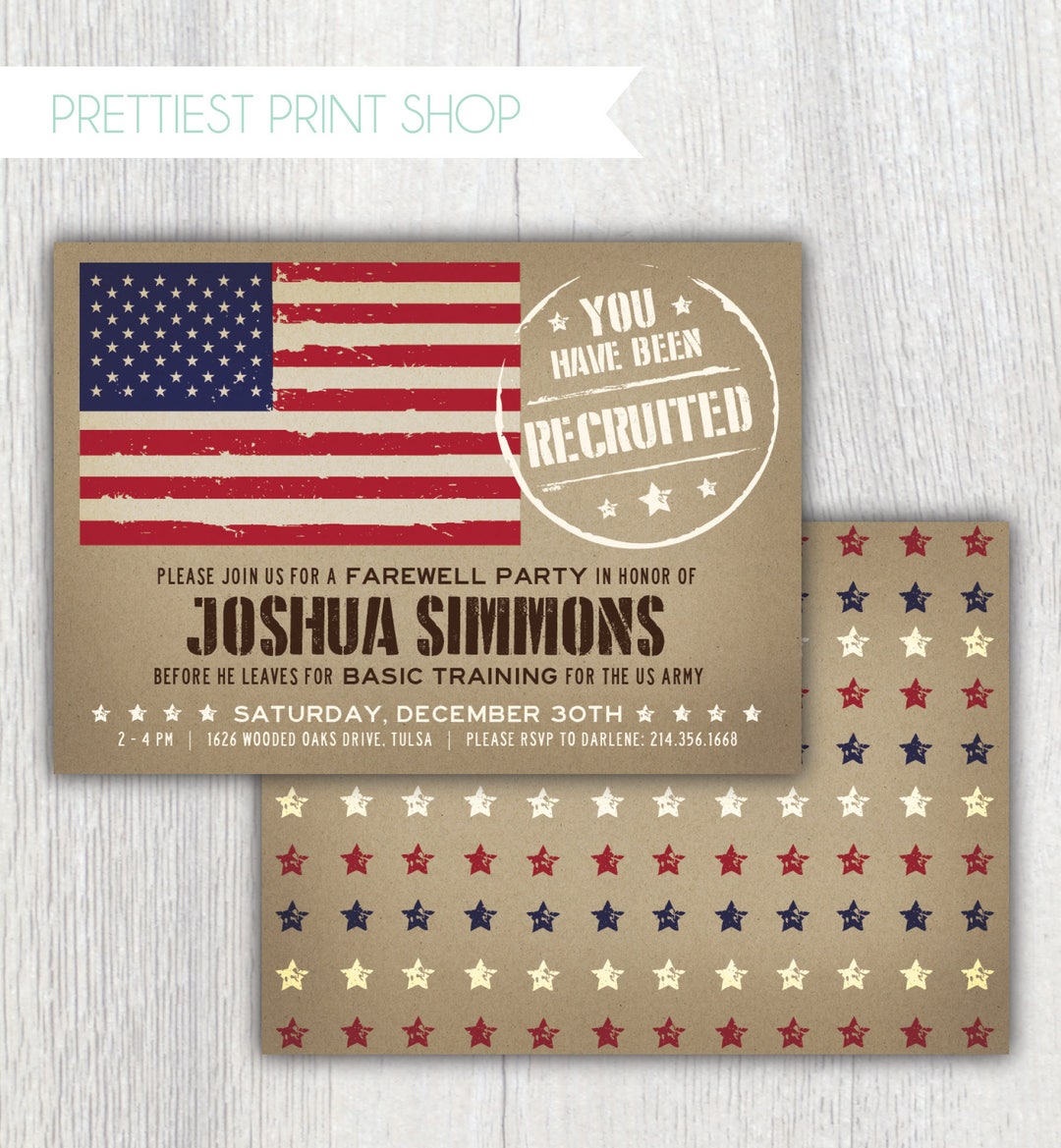 Army Farewell Party Invitation You Have Been Recruited Military Goodbye ...