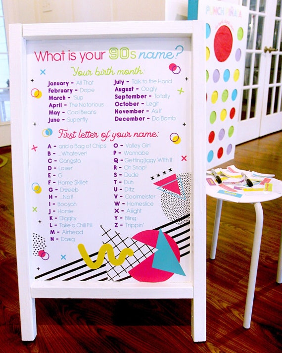What is Your 90s Name party sign - Icebreaker game - Tween girl ...