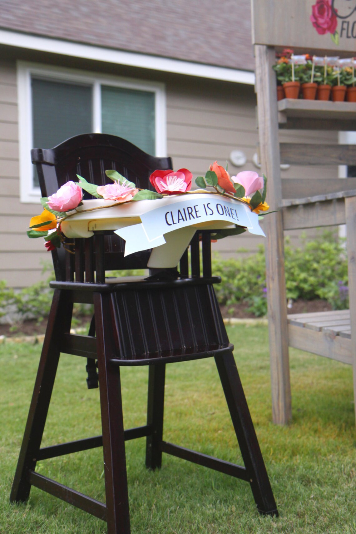 Printable High Chair Banner First Birthday Banner Garden - Etsy