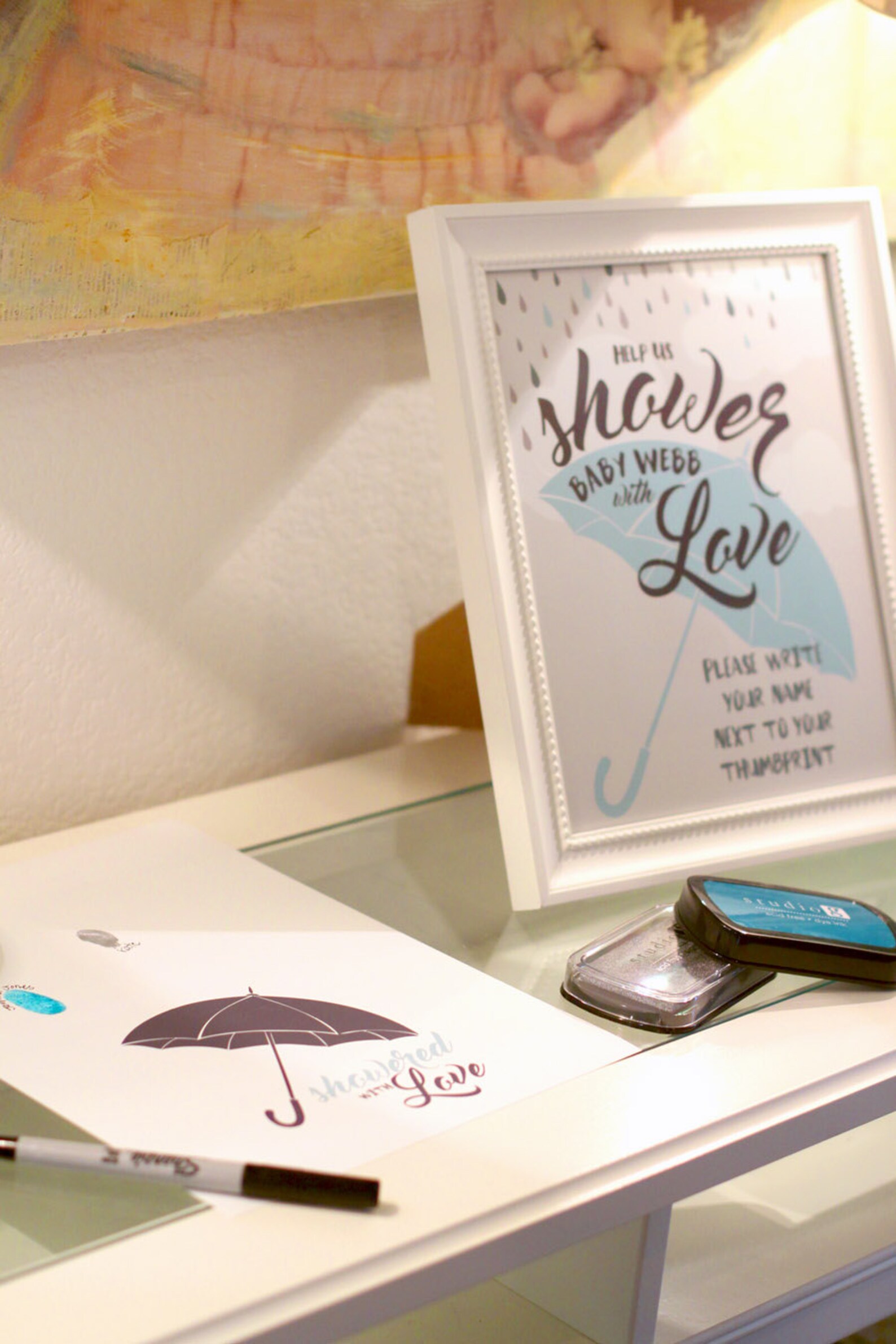 Printable Shower Instructions Sign Thumbprint Guestbook Sign - Etsy