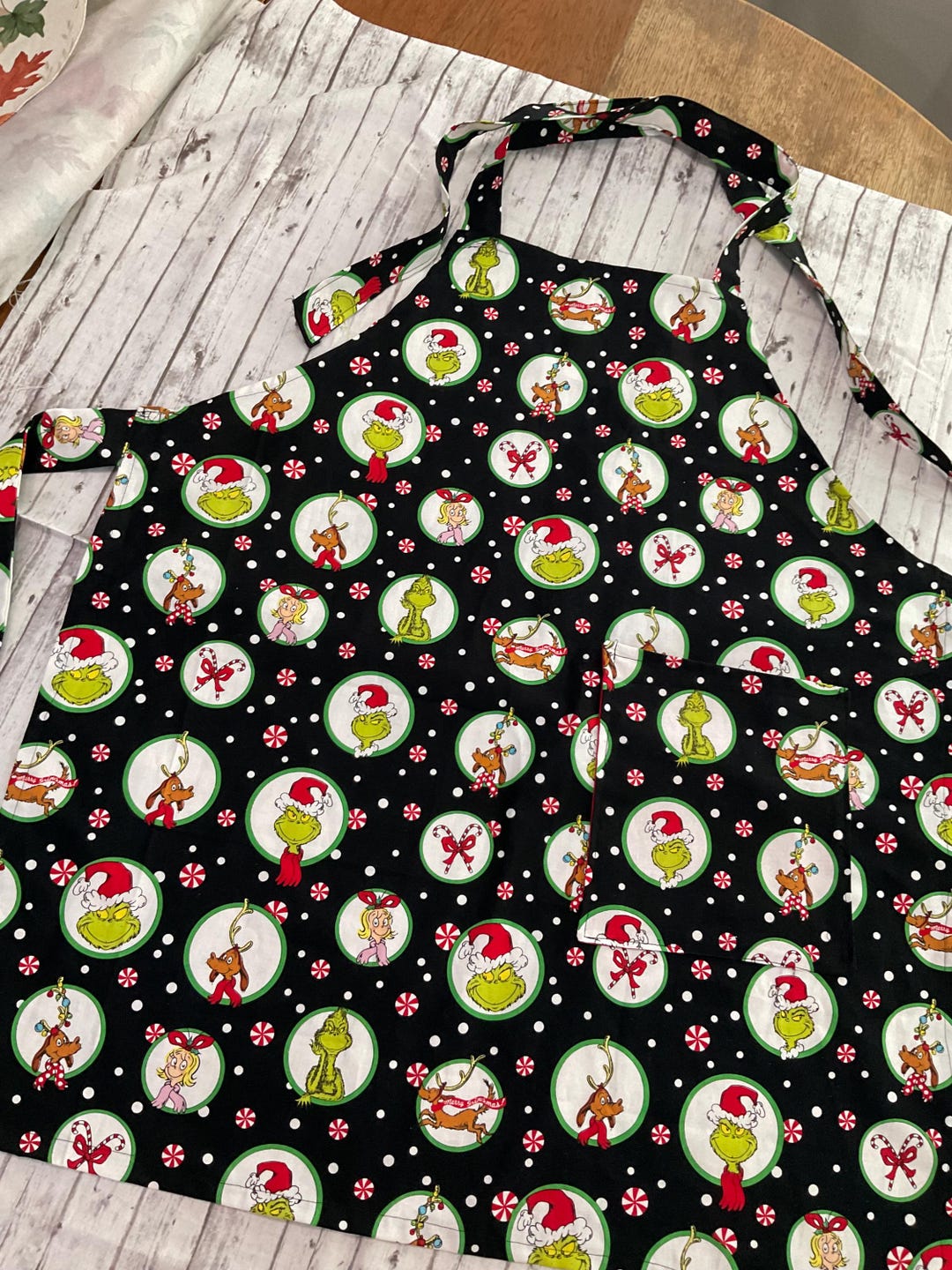 Adult Christmas Apron Made With Grinch Themed Cotton Fabric. - Etsy