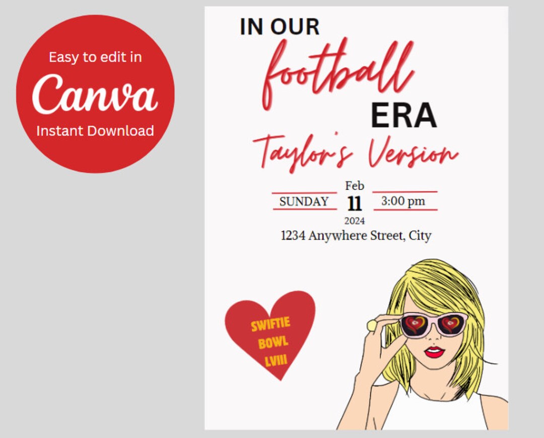 Super Bowl 2024 Taylor Swift Version Invitation Swifties - Etsy