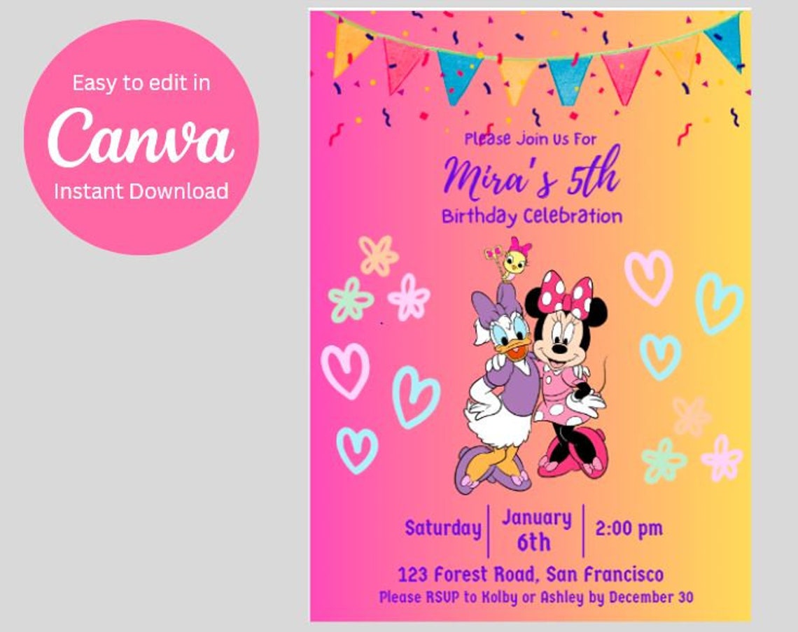 Minnie Mouse Happy Helper Birthday Invitation - Etsy