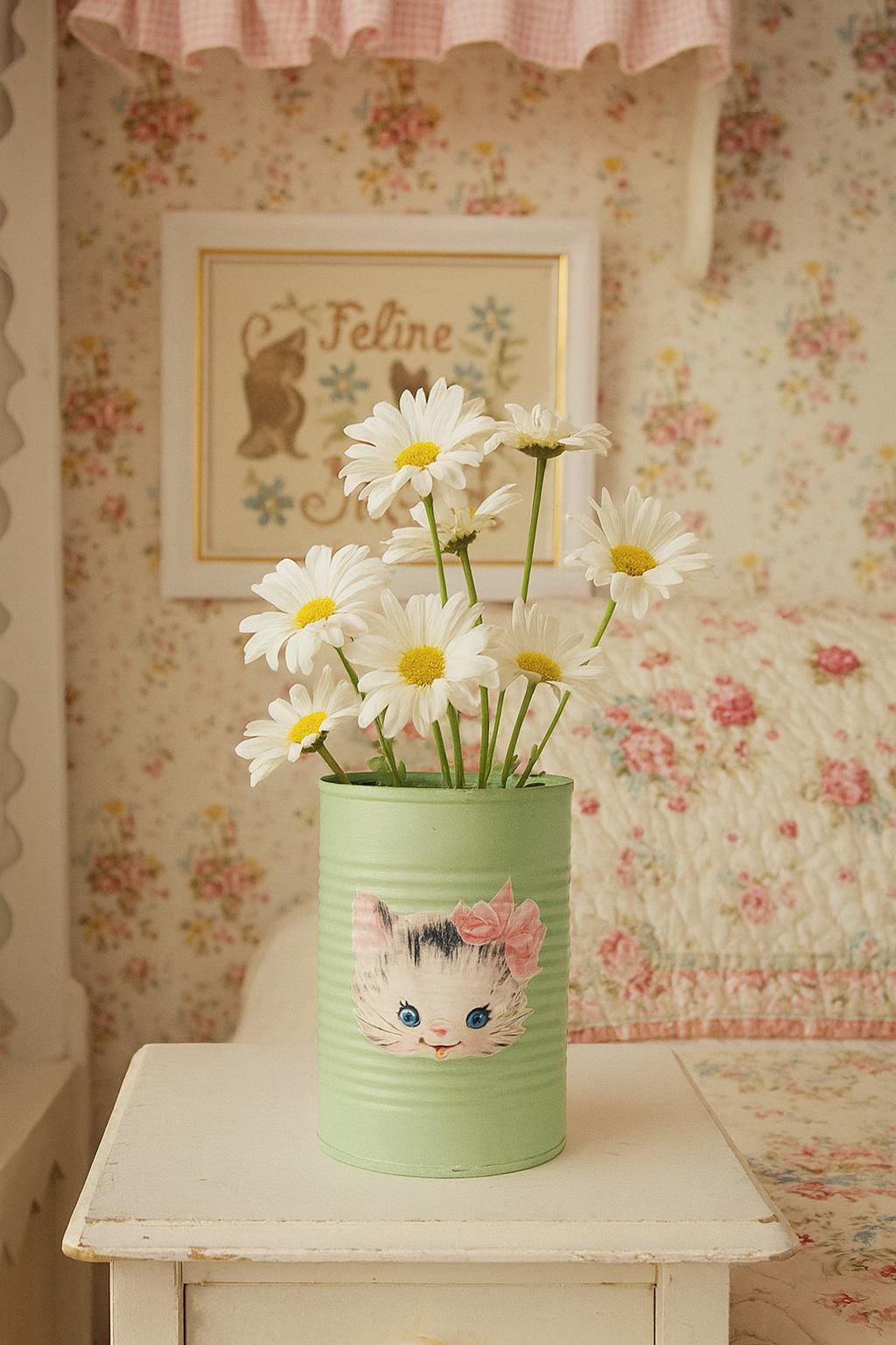 Kitty Cat Tin Can Vase - Vintage Theme Kitten Kitties / Baby Shower ...