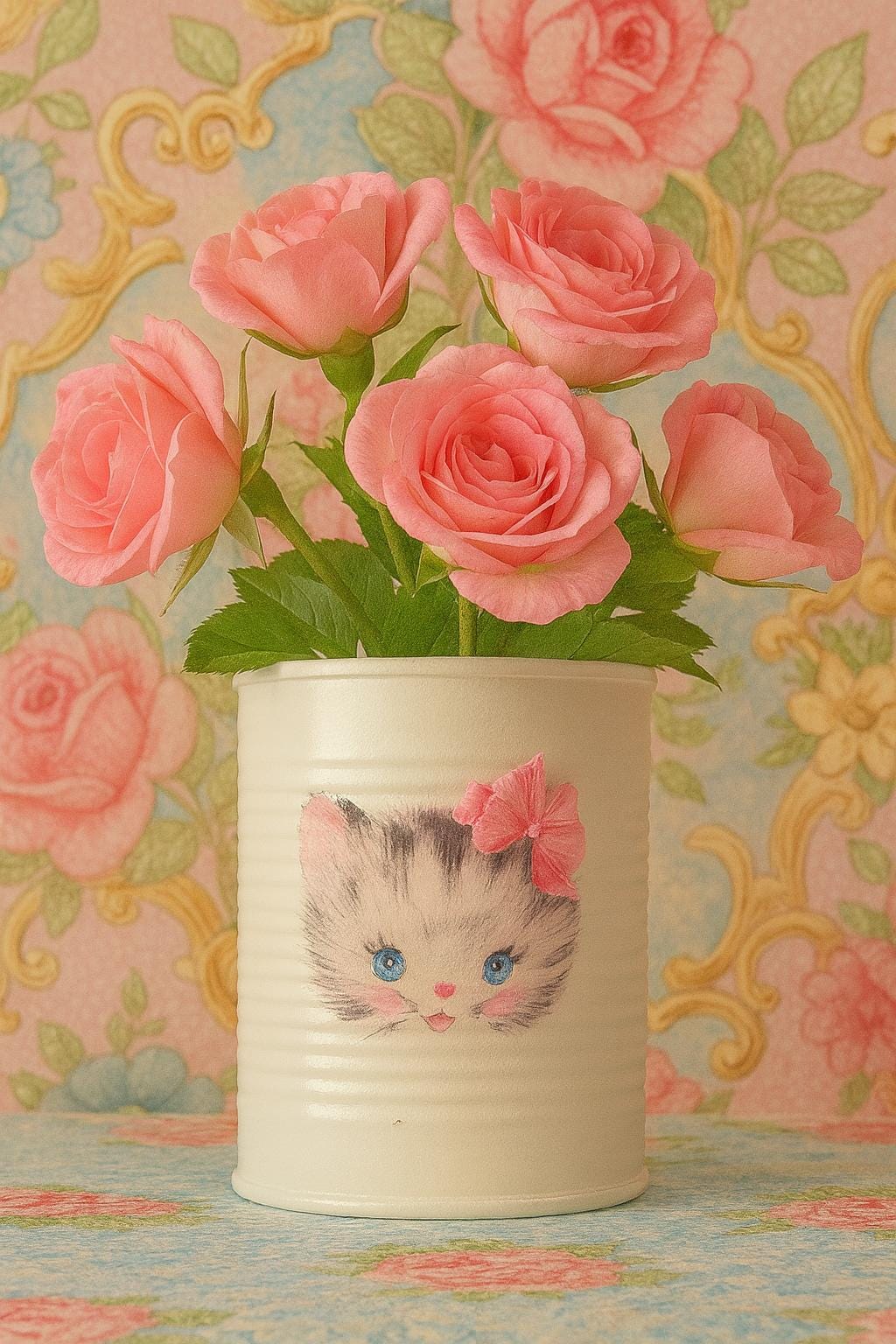 Kitty Cat Tin Can Vase - Vintage Theme Kitten Kitties / Baby Shower ...