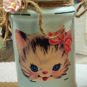 Vintage Kitty Glass Jar - Whimsical Kitschy Kitsch Decor - Vintage ...