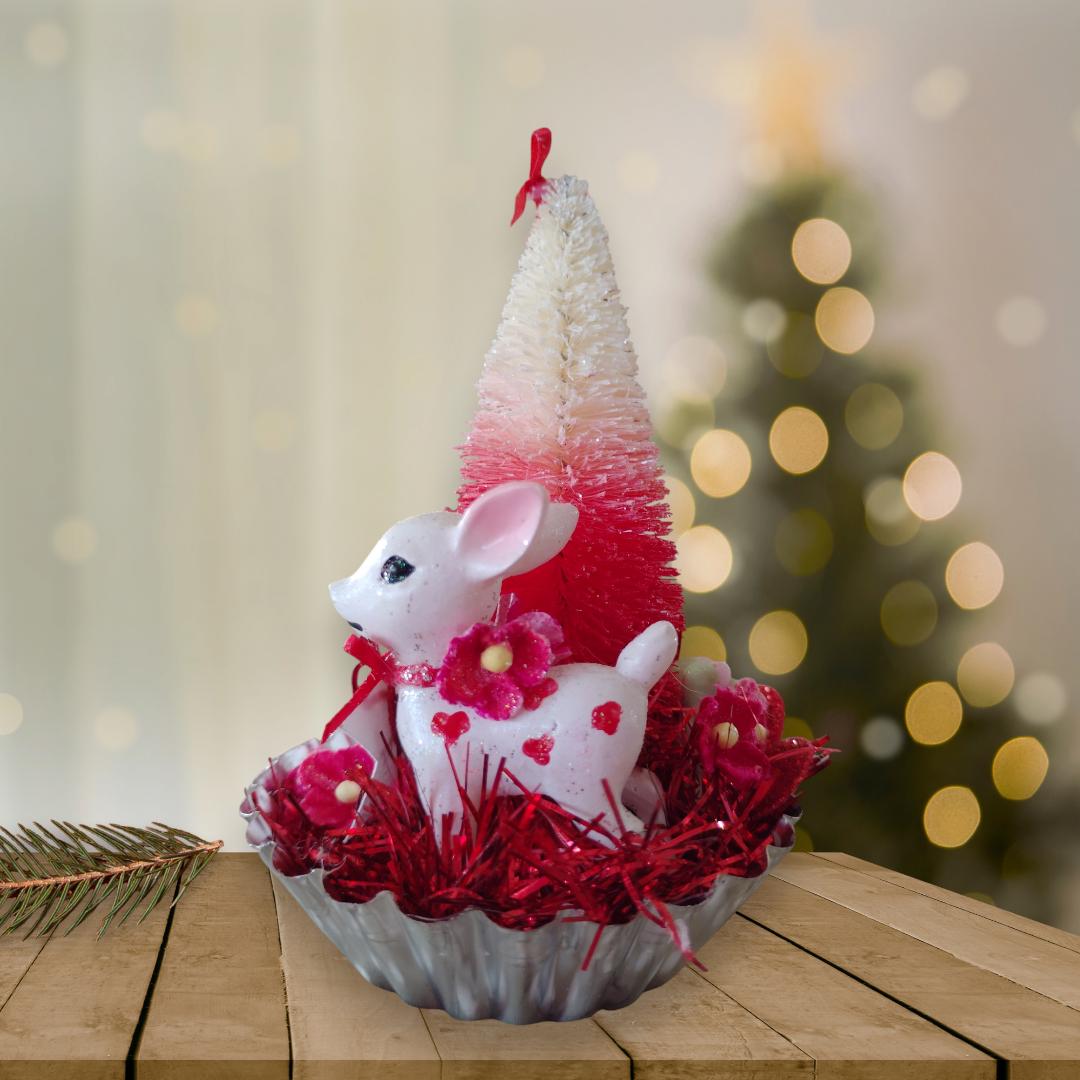 Deer/fawn Valentine/christmas Vintage Style Ornament - Reindeer ...
